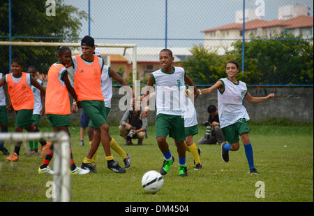 Brazilian youths in action during a practice session of the FIFA soccer ...