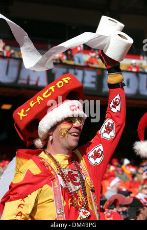 A Kansas City Chiefs fan holds onto beads before the NFL Super Bowl 59 ...