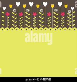 Spring colorful vector illustration with pink roses. Cartoon style ...