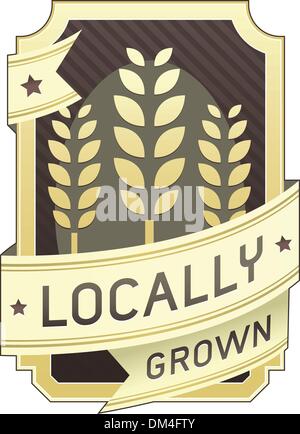 Locally grown food label. Vector grunge badge, stamp for organic and ...
