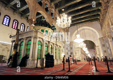 Inside the Umayyad Mosque in Damascus, Syria. The mosque holds a shrine ...