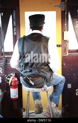 Male Railroad conductor on the Santa Express in Georgetown Colorado ...