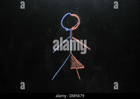 Stick Figure drawn with chalk on a green chalkboard Stock Photo ...