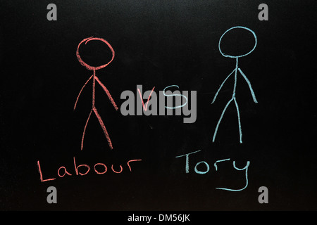 labour vs Tory drawn on a blackboard in chalk Stock Photo - Alamy