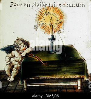 An artistic depiction of Cupid, the Roman god of love, and the artist ...