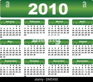Calendar for year 2010 Stock Vector Image & Art - Alamy