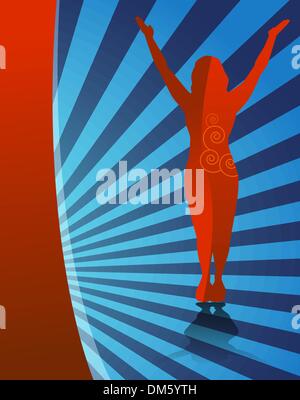 Woman raised arms icon vector female person with open hands symbol in a ...