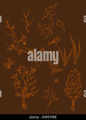 sketch tree drawing set, elements for architecture and landscape design ...