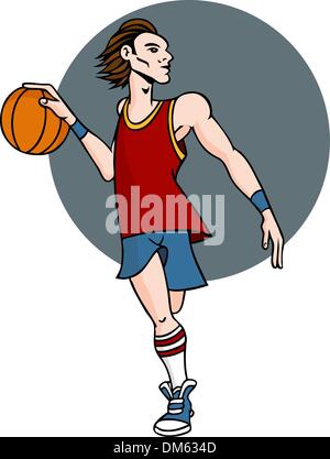Running basketball player with ball, cartoon vector illustration Stock ...