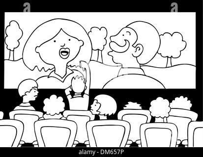 People expressing their distaste while watching a bad movie - black and ...