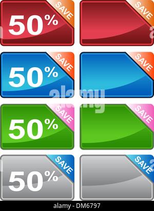 Vector set of discount price tags. Labels with Cute happy funny rainbow ...