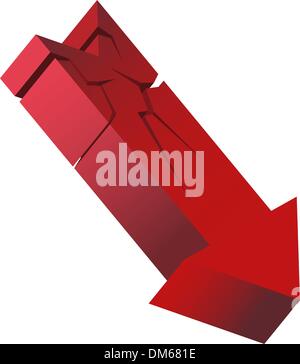 Stock market crashing down arrow and falling from graph breaking ...