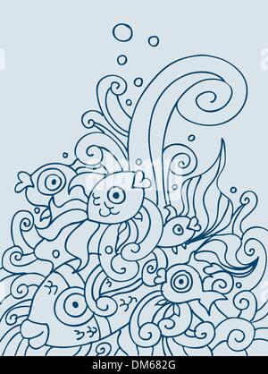 Vector illustration of swirl of fish underwater Stock Vector Image ...