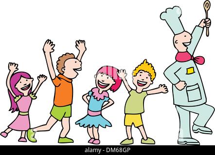 Children dance in a line following the clown Stock Vector Image & Art ...