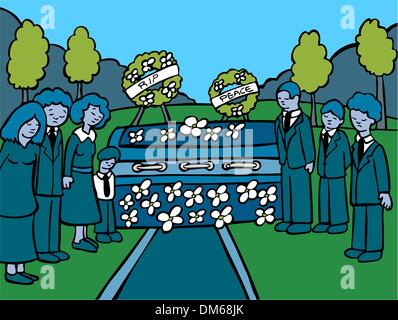 Sad people crying at funeral illustration Stock Vector Art ...