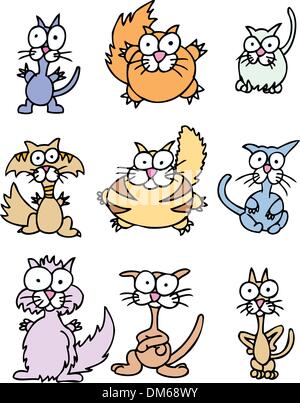 Set of 9 wacky cartoon cats Stock Vector Image & Art - Alamy