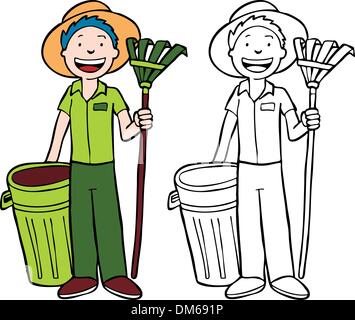 man cleaning garden cartoon illustration Stock Vector Image & Art - Alamy