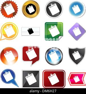 Wooden buttons of different shapes vector illustrations set. Play, stop ...