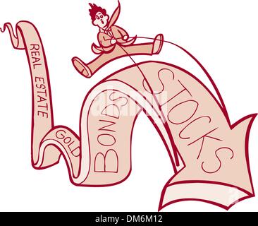 Cartoon image depicting up and down of volatile financial market Stock ...