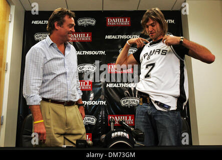 San Antonio Spurs general manager Brian Wright greets fans at the team ...