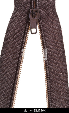 plastic brown zip fastener close up isolated on white background Stock ...