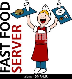 Fast Food Restaurant worker Serving Order at a Drive Thru window ...