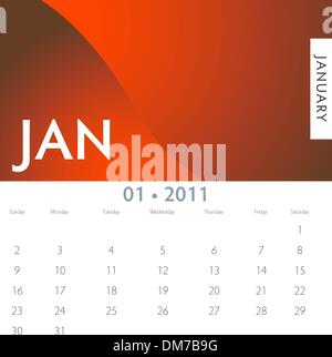 Calendar sheet with the date monday January, lettering and stroke as ...