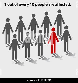 Statistical chart of people showing one out of every 10 people affected ...