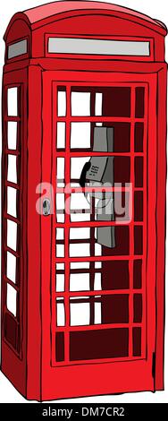 Hand drawn London phone booth. Sketch vector illustration Stock Vector ...