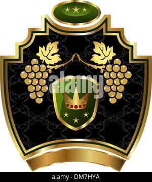 Illustration gold label with grapevine with crown - vector Stock Vector ...