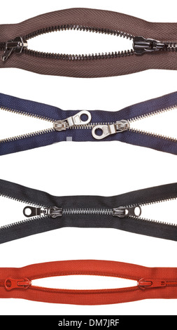 set of zip fasteners close up isolated on white background Stock Photo ...