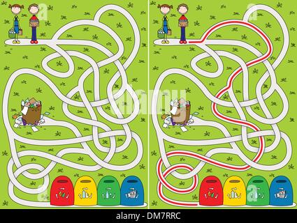 Recycling maze for kids with a solution Stock Vector Image & Art - Alamy