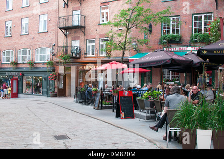 Terraces of restaurants Old Quebec City Canada Stock Photo - Alamy