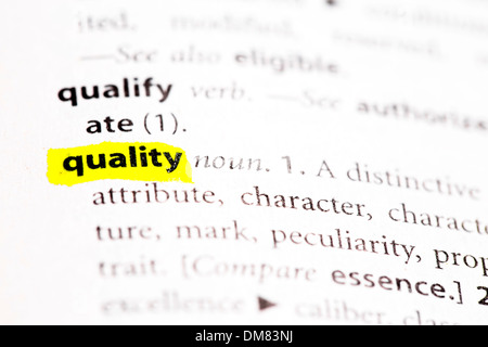 Quality Dictionary Definition Stock Photo - Alamy