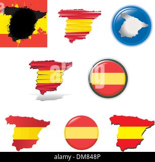 Spain outline icons, travel and Spanish culture, landmarks vector ...