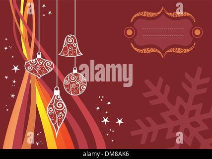 red background with Christmas balls and waves Stock Vector Image & Art ...