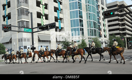 Riot police watch protestors march in front of St Pete Times Forum ...