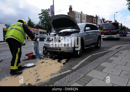 The aftermath of a crash on Station Road Chingford Police and fire ...