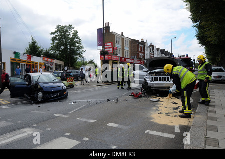 The aftermath of a crash on Station Road Chingford Police and fire ...