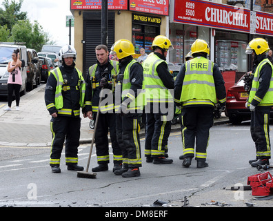 The aftermath of a crash on Station Road Chingford Police and fire ...