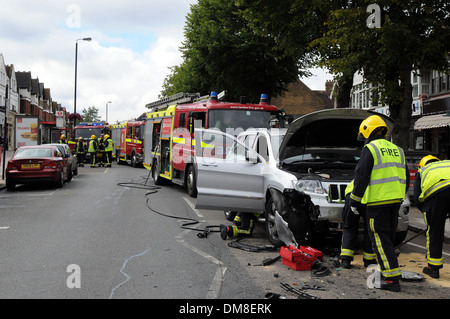 The aftermath of a crash on Station Road Chingford Police and fire ...