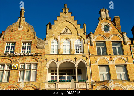 Buildings and architecture of the old town of Ypres in Grote Markt ...