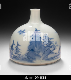 A Japanese tokkuri sake flask featuring a scholar and attendant ...