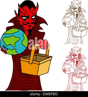 An image of a devil holding the world in a basket Stock Vector Image ...
