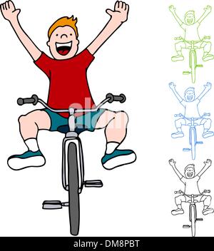 Boy ride a bike clipart, cartoon character illustration vector Stock ...