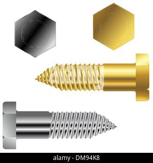 gold and silver screws, abstract art illustration Stock Vector Image ...