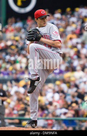Pittsburgh Pirates starting pitcher Bailey Falter (6) hands the ball to ...