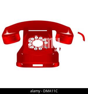 retro red telephone against white background, abstract vector art ...