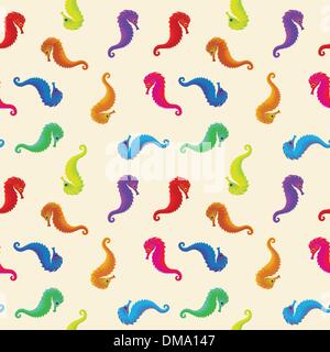 Vector seamless pattern with sea horses and bubbles. Marine background ...