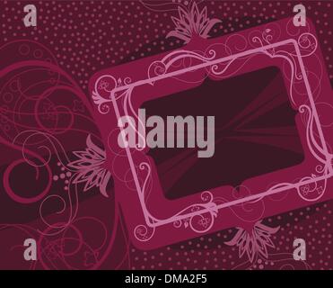 Vector illustration red floral frame with greeting card of happy ...